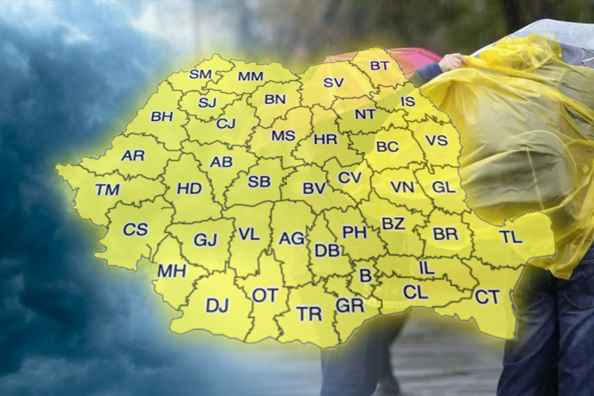 ANM a dat alertă de fenomene extreme. Mai multe județe sunt sub cod galben până la noapte ...