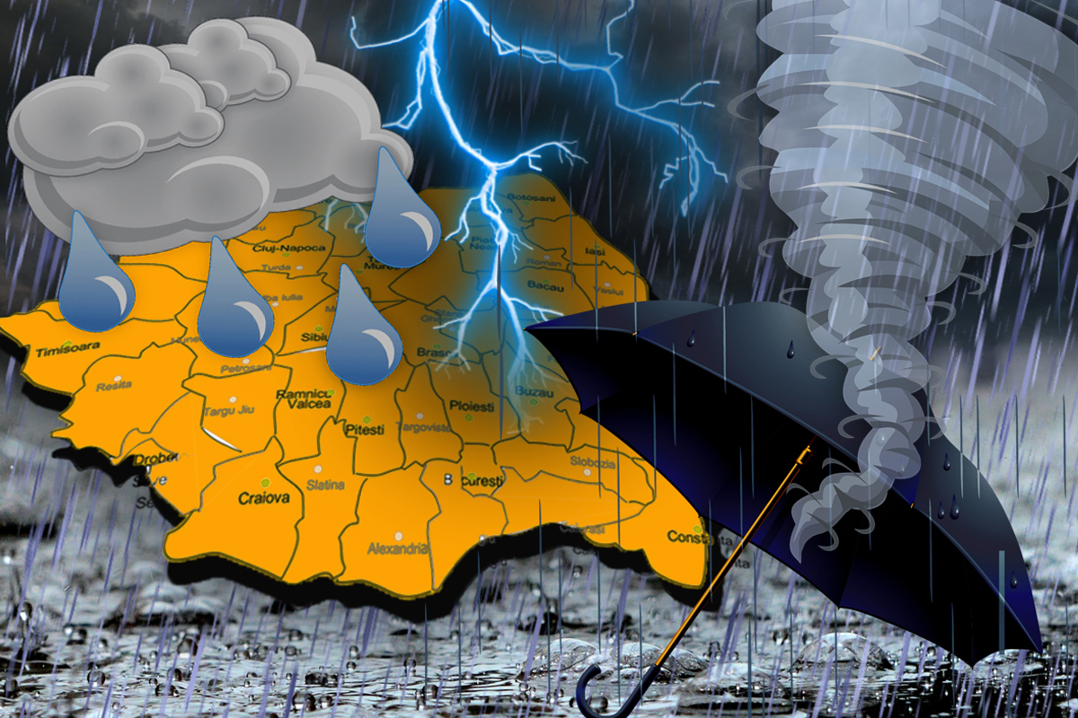 Cod portocaliu de vreme rea în România. Alertă ANM de ploi torențiale, vijelii și grindină ...
