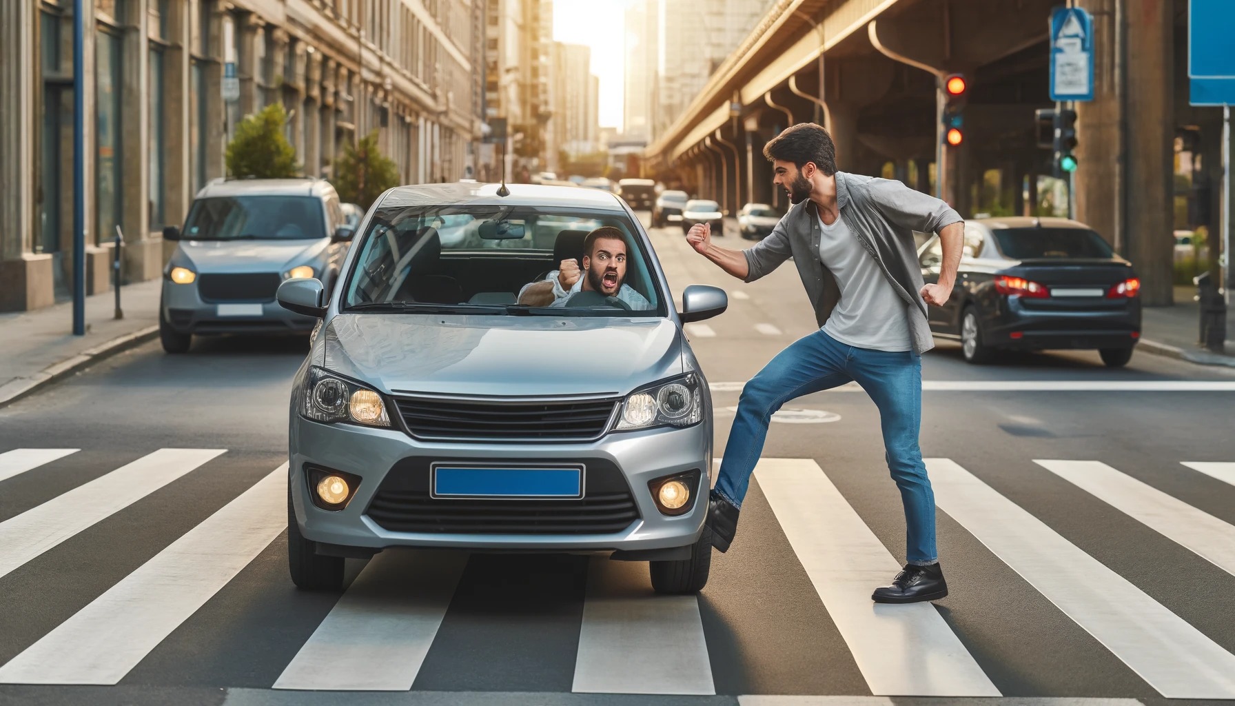 Ce se întâmplă dacă un pieton lovește o mașină cu pumnul sau piciorul pentru că șoferul nu i-a ...