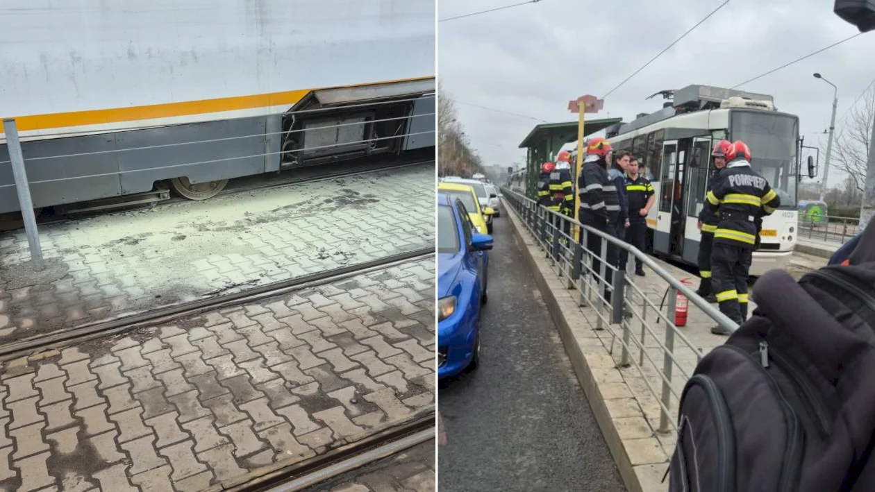 Un tramvai a luat foc în mers, în zona Titan. Pompierii au intervenit de urgență