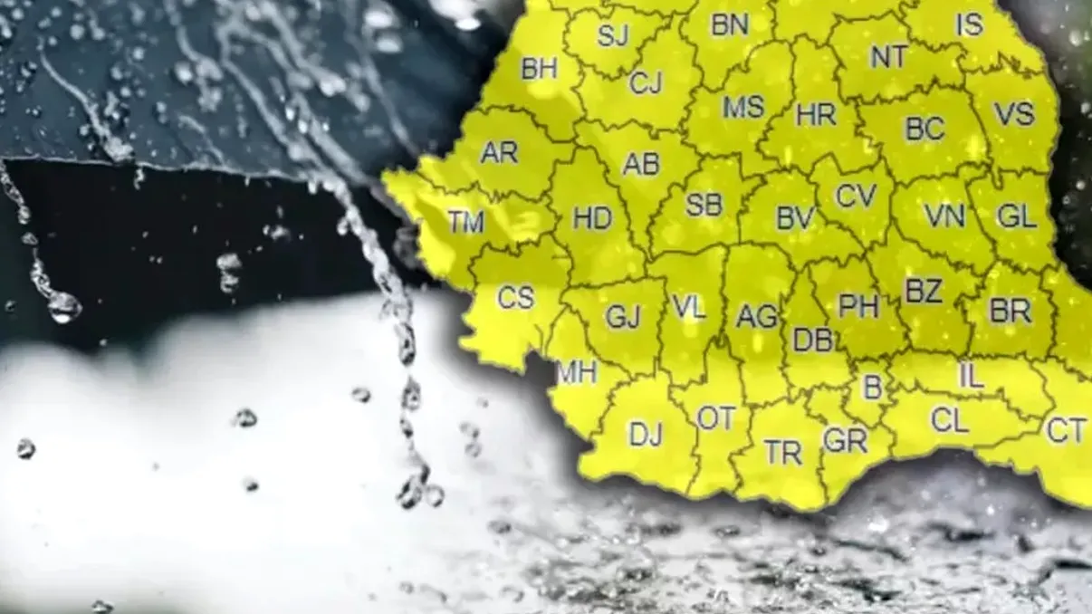 Cod galben de vijelii pe 8 septembrie. ANM anunță ploi torențiale, grindină și vânt puternic în ...