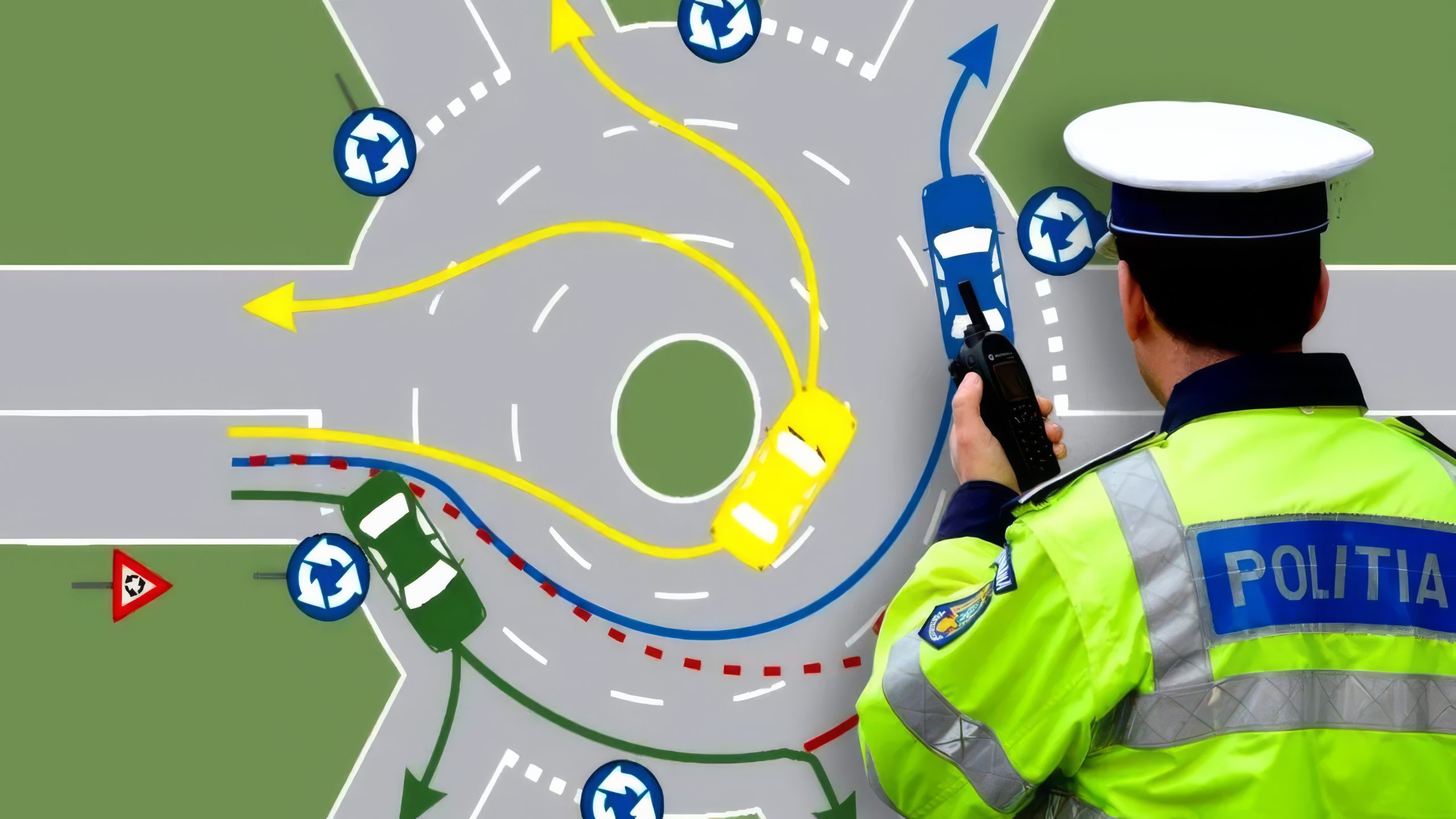 Rămâi fără permis de conducere în giratoriu dacă te lovește de pe banda ...